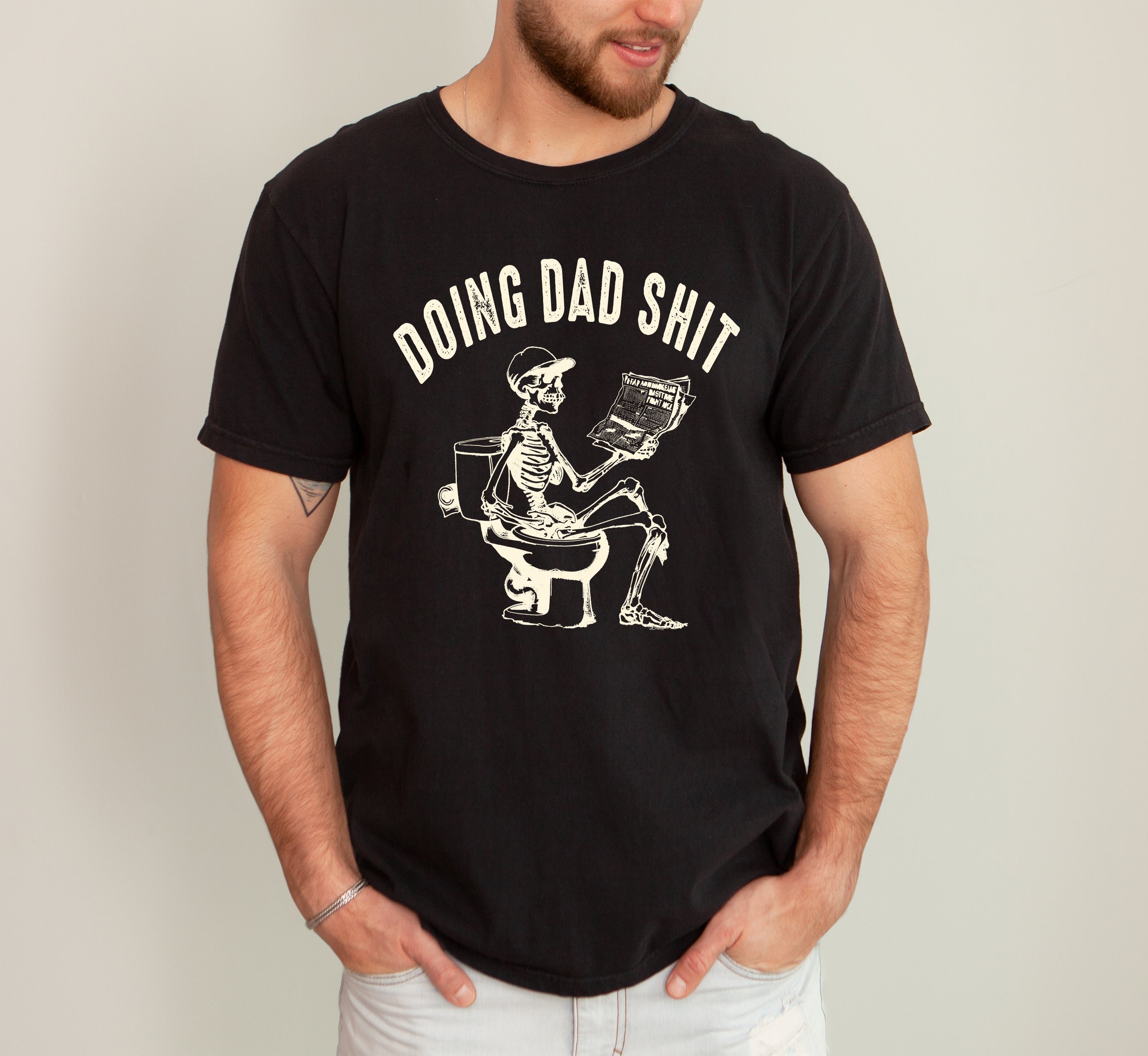 Doing Dad Shit Funny Skeleton Toilet T-Shirt | Refinery Number One