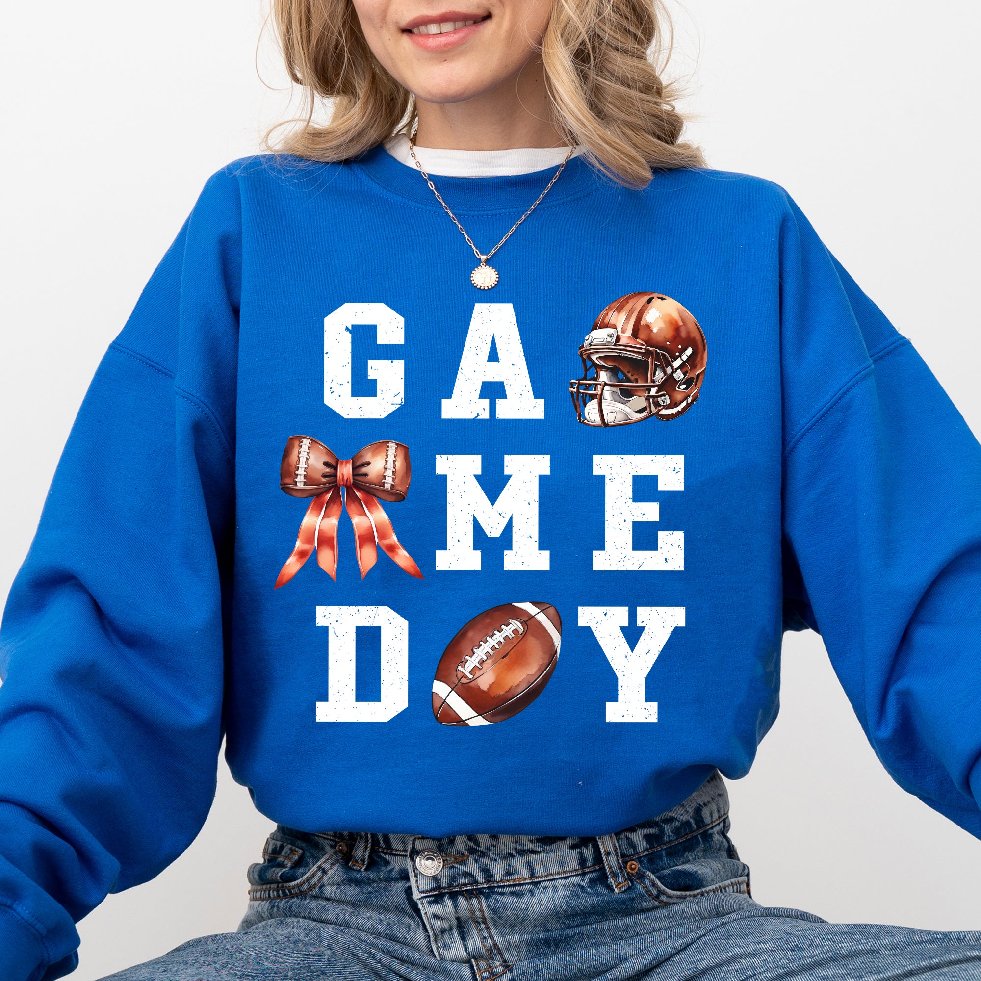 Game Day Coquette Girly Football Sweatshirt | Refinery Number One