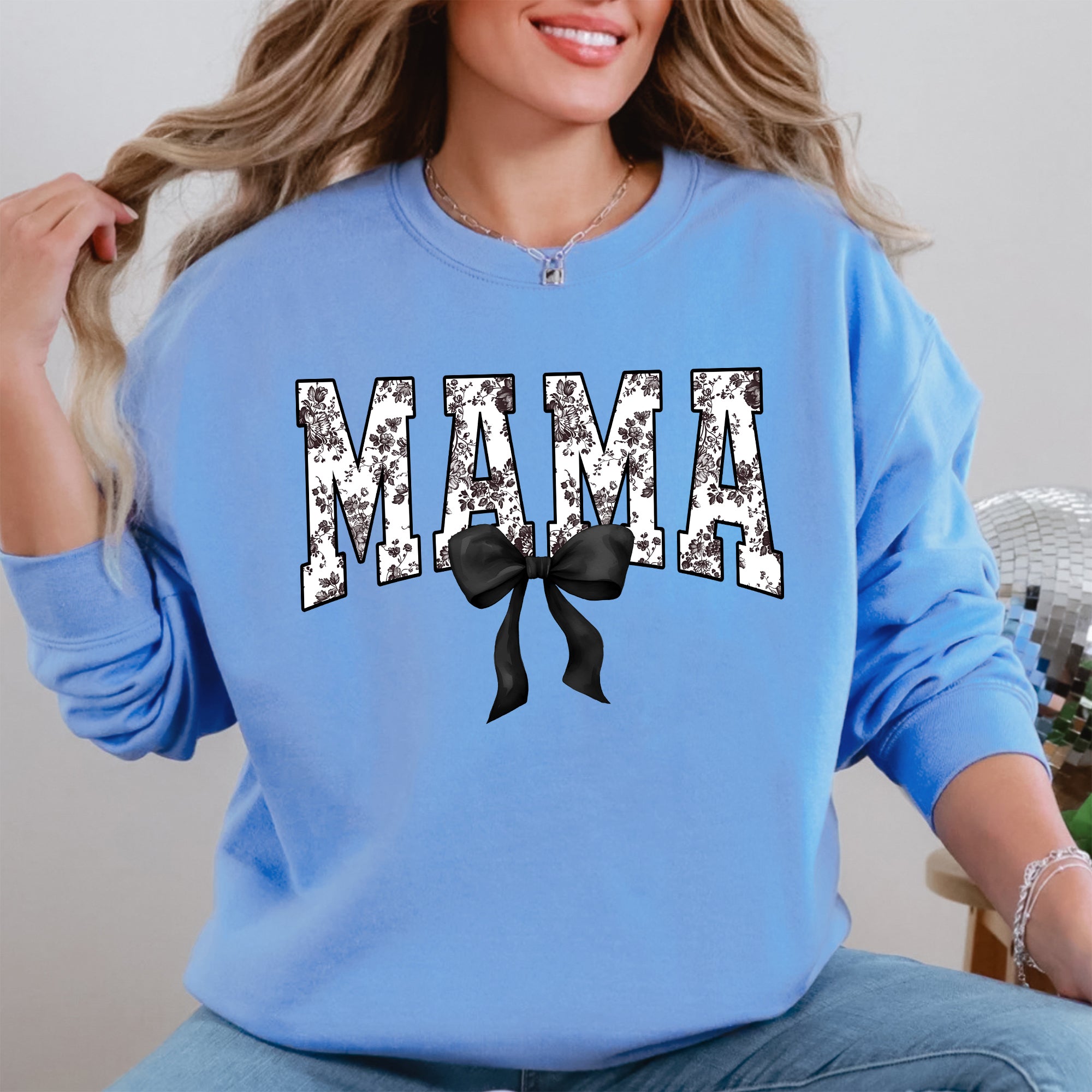 Mama, Bow, Ribbon, Black, Chinoiserie, Coquette, Varsity, Mother's Day