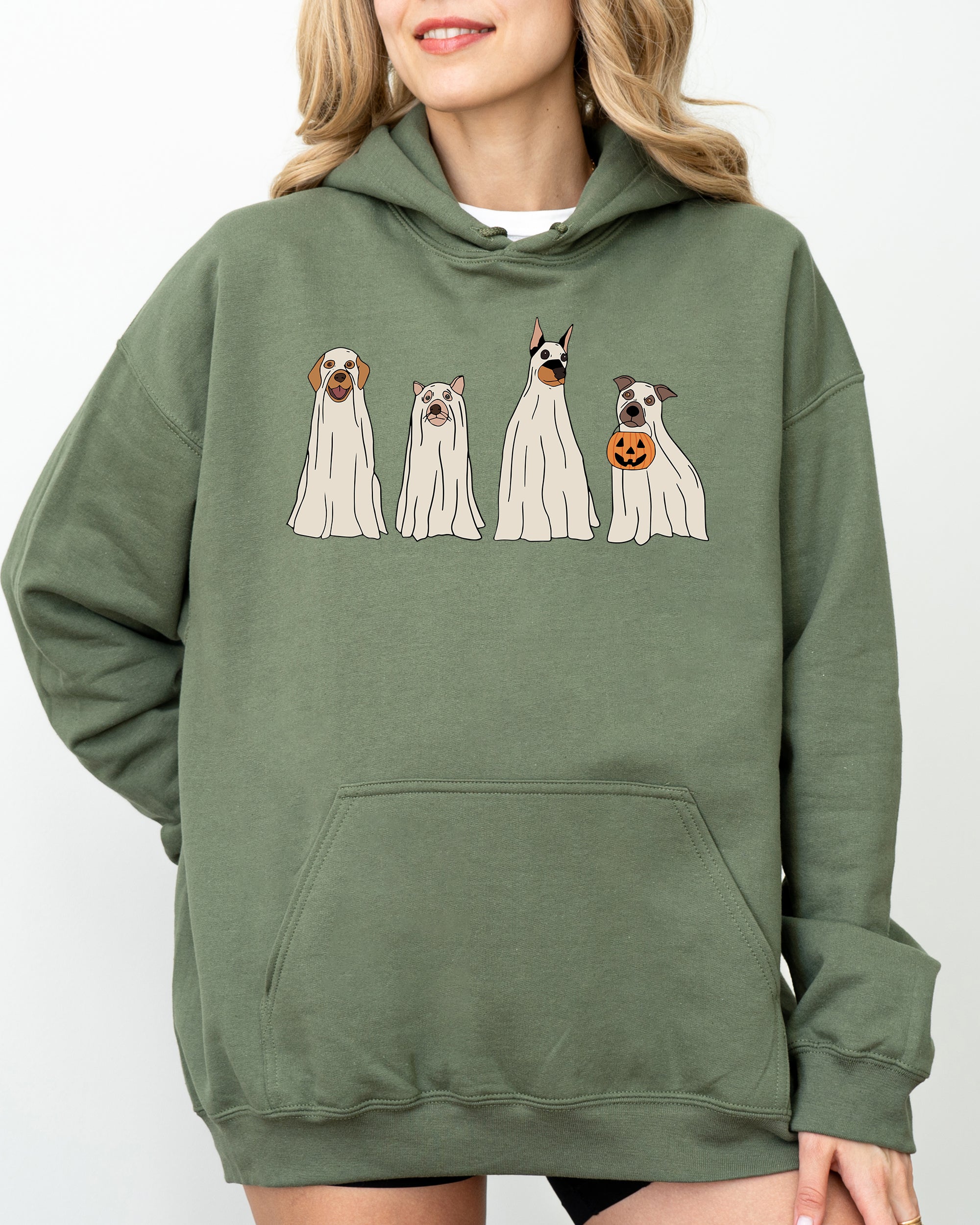 Spooky Ghost Dogs Hoodie, Funny Halloween Sweatshirt | Refinery Number One