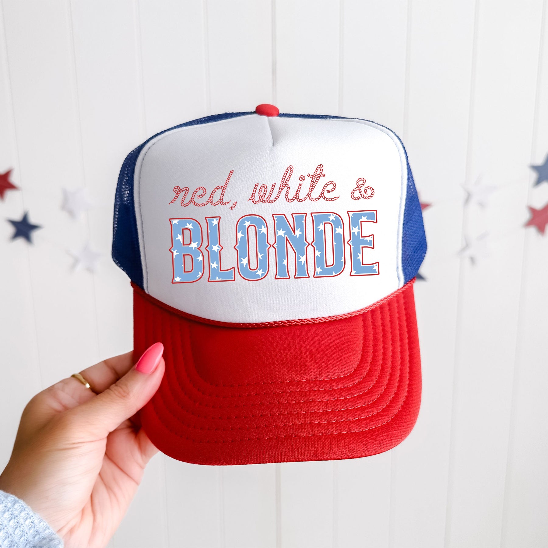 Patriotic Snapback Trucker Hat Red White And Blonde | Gulf Of America