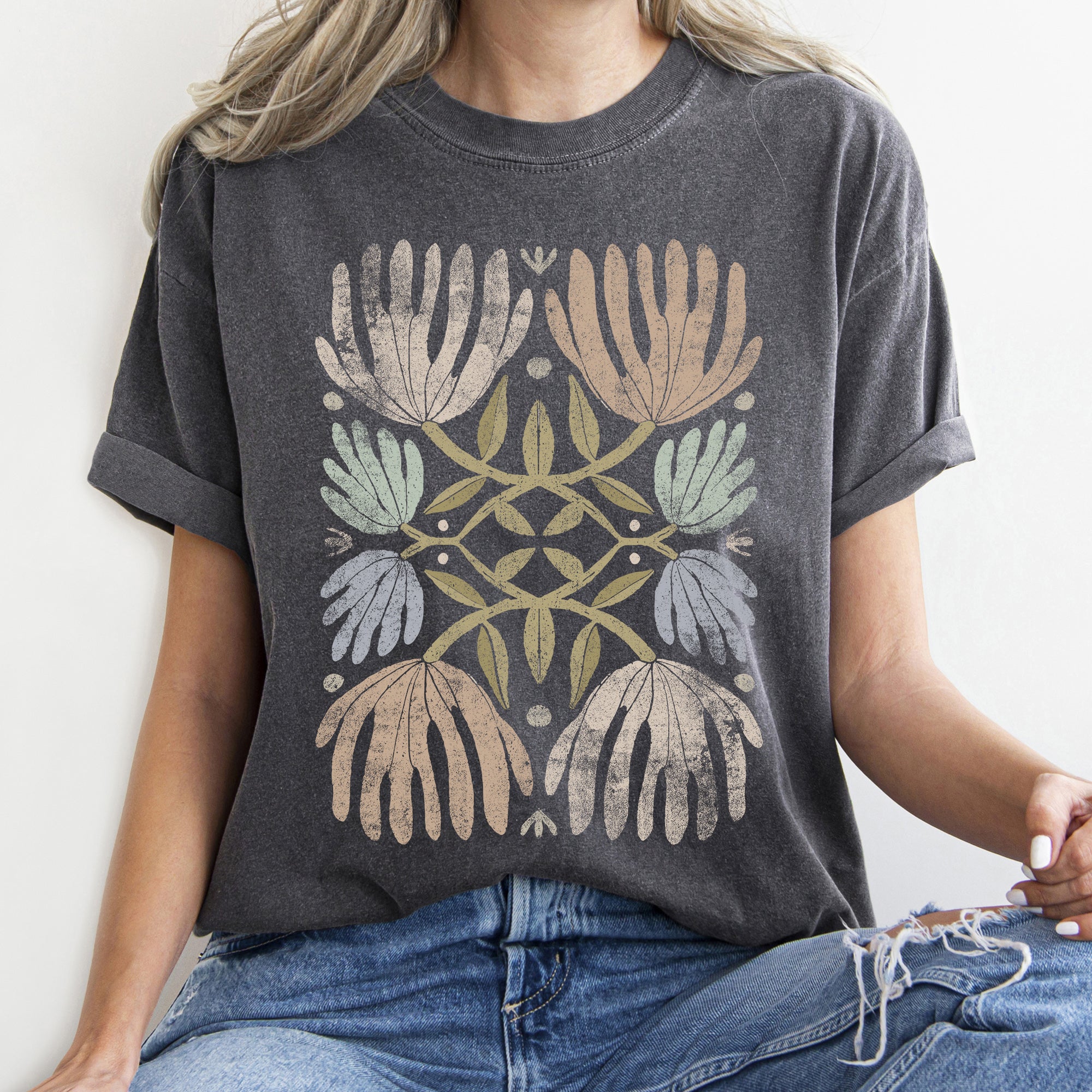 Boho Folk Art Chic Floral T-shirt | Refinery Number One